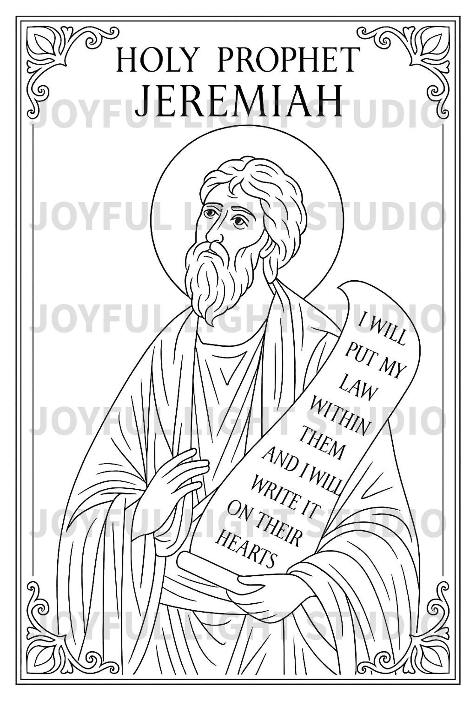Holy Prophet Jeremiah Coloring Page: Orthodox Christian Icon (PDF ...