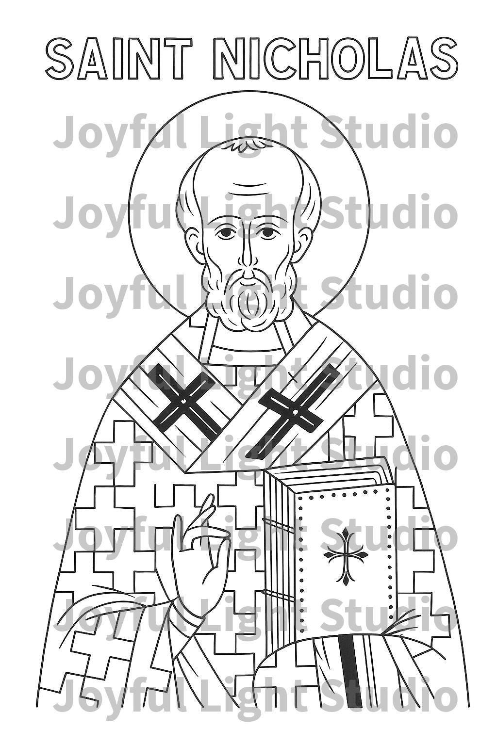 Saint Nicholas Coloring Page: Orthodox Christian Icon Art (digital ...