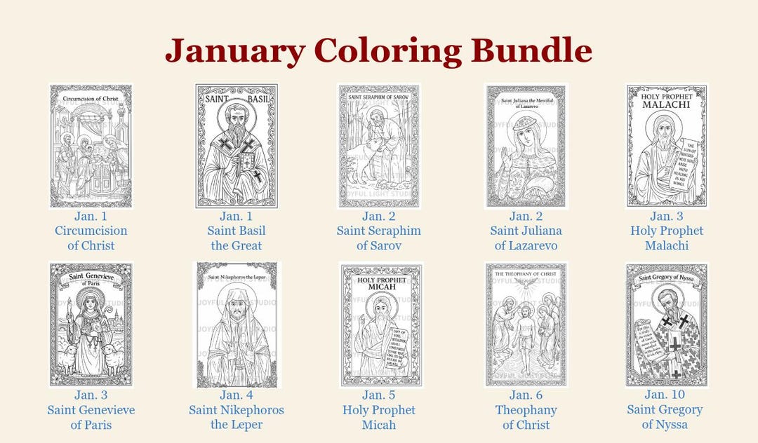 January Orthodox Saints & Feasts Coloring Activity Bundle (PDF Download ...