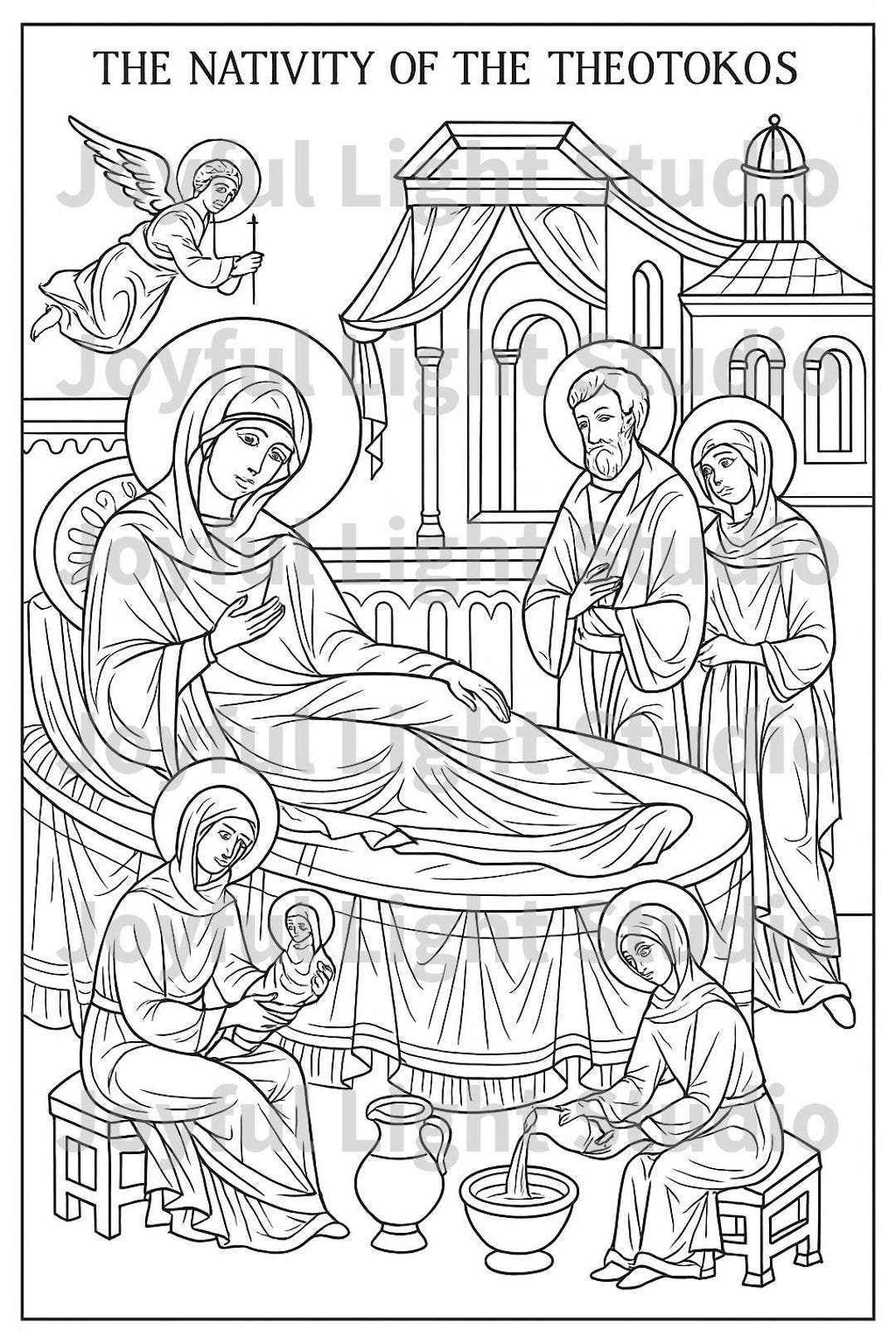 Nativity of Theotokos Coloring Page: Orthodox Marian Feast Art (PDF ...