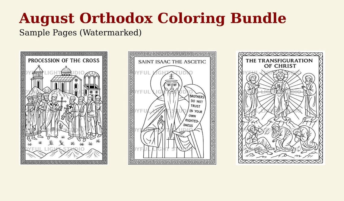 August Orthodox Icon Coloring Pages: Saints & Feasts Printable Bundle ...