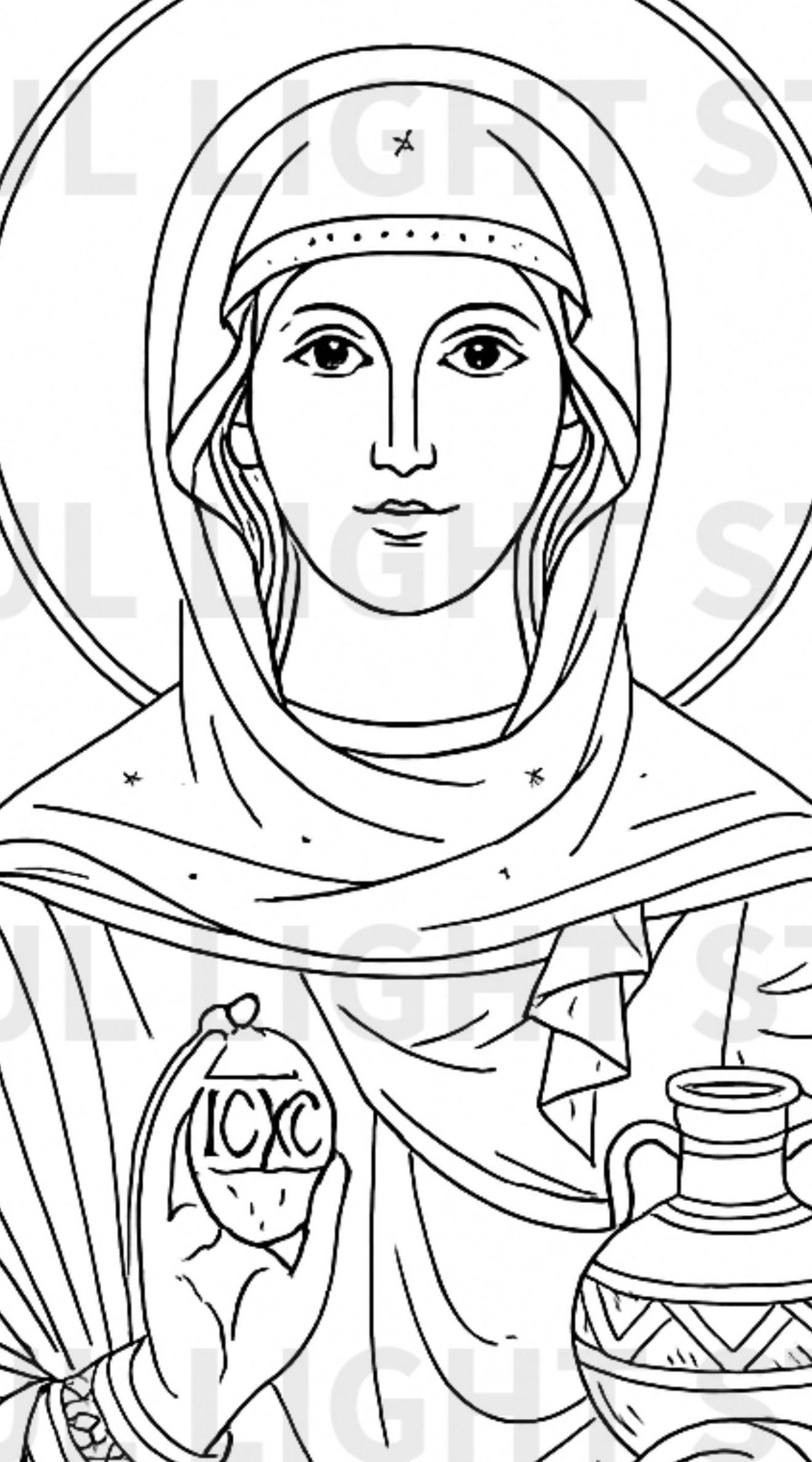 Saint Mary Magdalene Coloring Page: Orthodox Christian Icon (digital ...