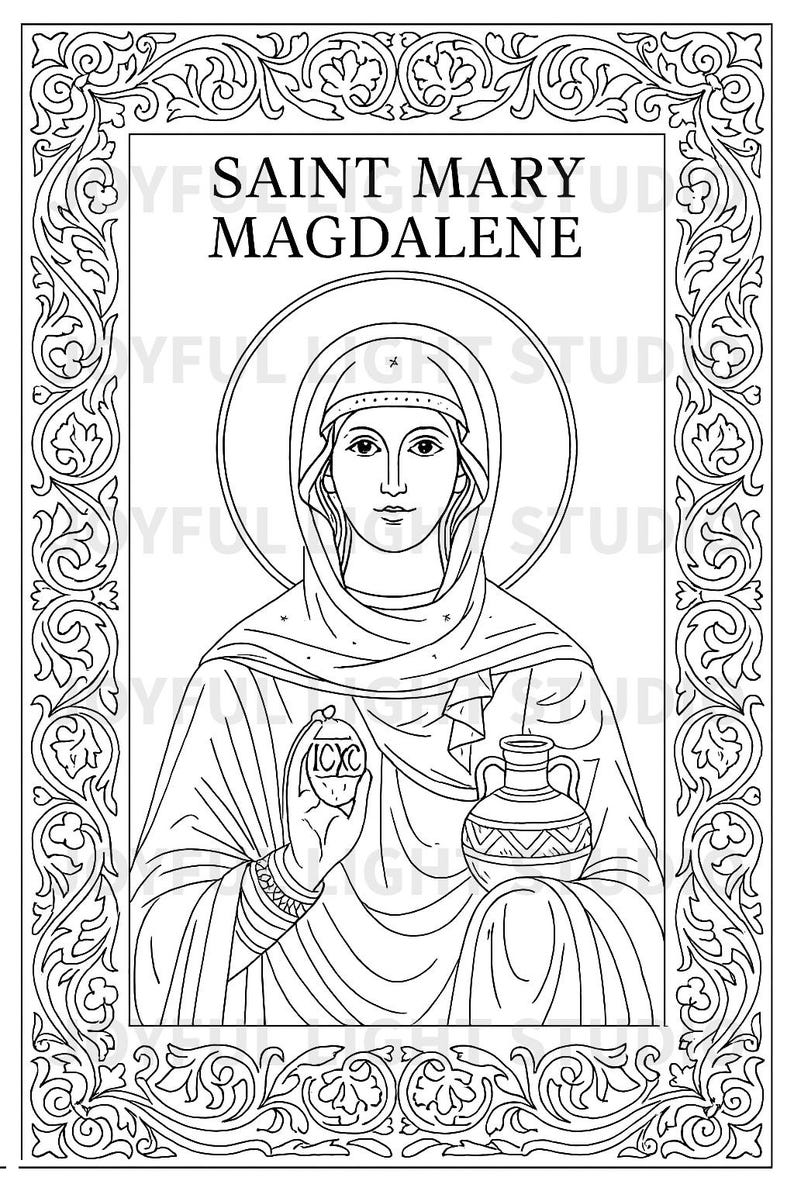 Saint Mary Magdalene Coloring Page: Orthodox Christian Icon (digital ...