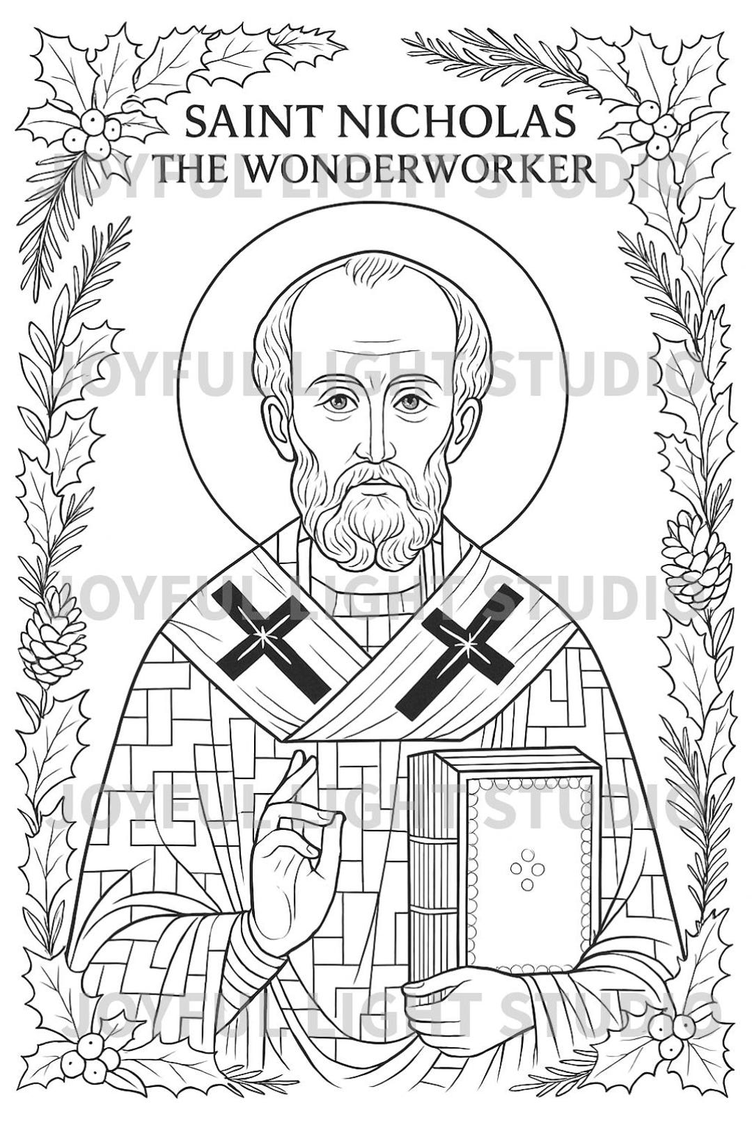 Saint Nicholas Coloring Page: Orthodox Christian Icon Art (digital ...