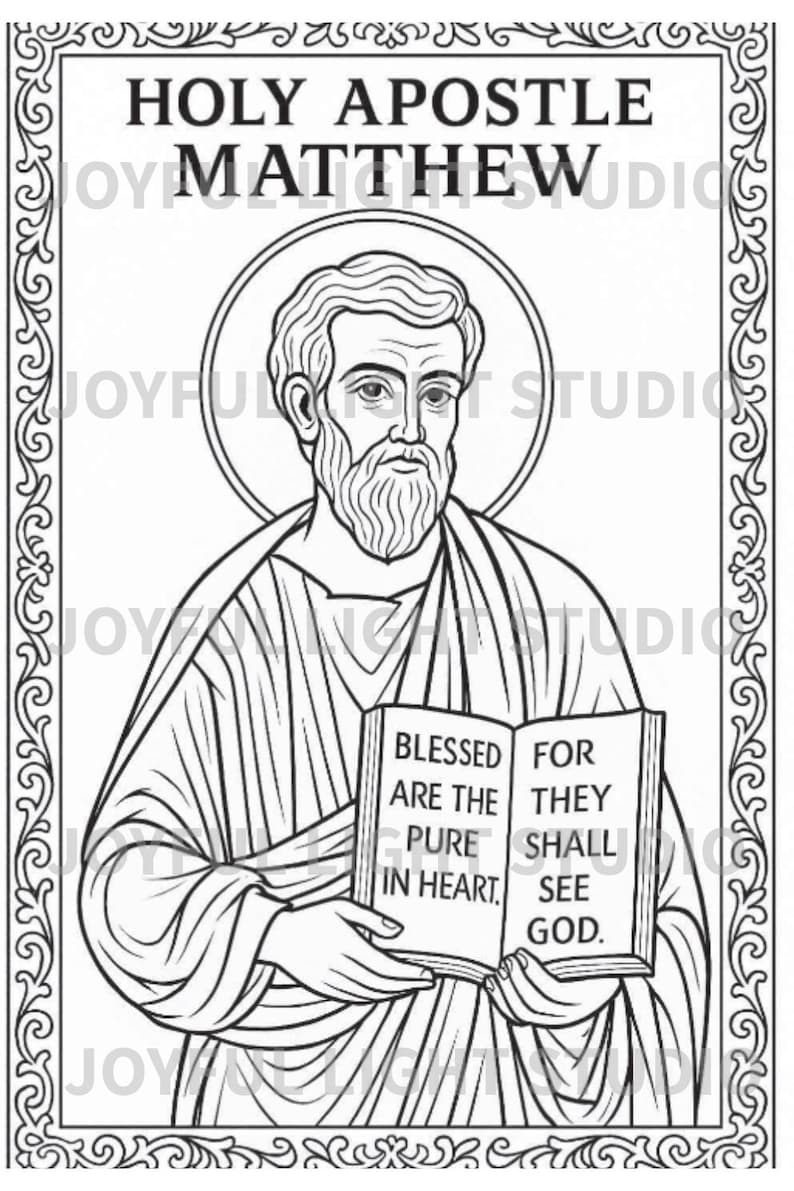 Holy Apostle Matthew Coloring Page | Orthodox Christian Icon Line Art ...