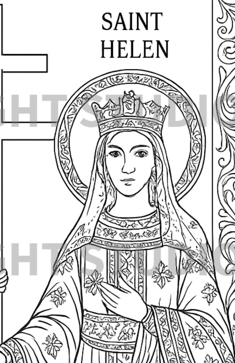 Saints Constantine and Helen Coloring Page: Orthodox Christian Line Art ...