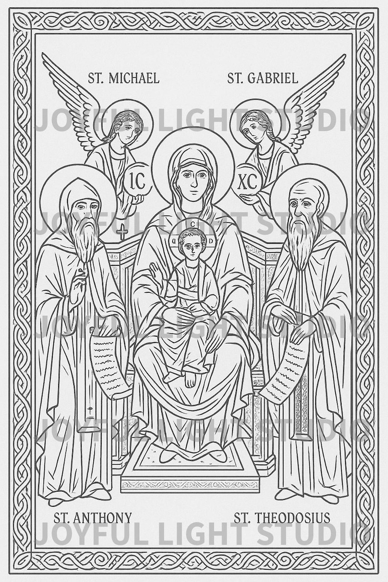 Mother of God of the Caves of Kyiv Icon Coloring Page | Theotokos and ...