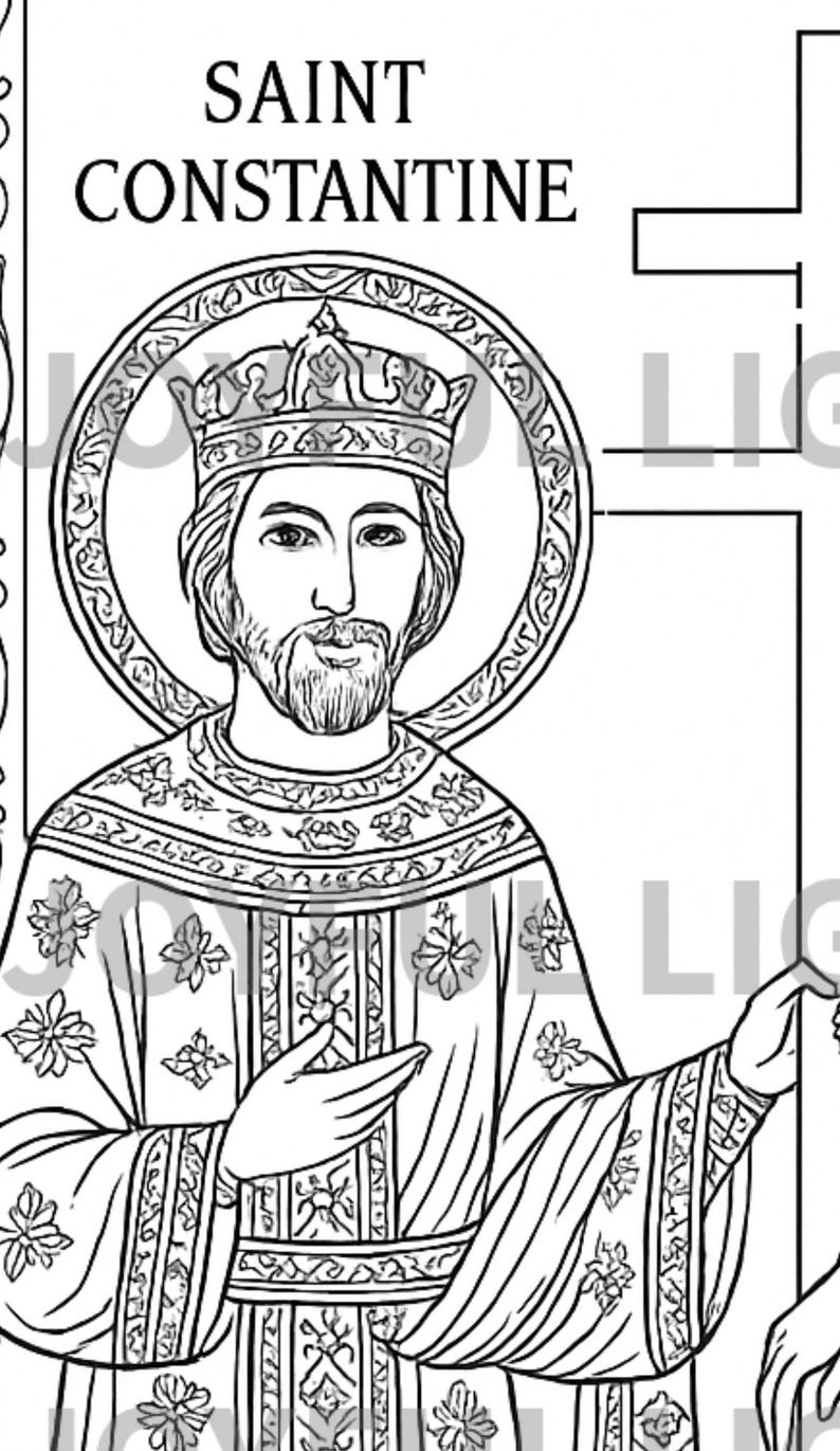 Saints Constantine and Helen Coloring Page: Orthodox Christian Line Art ...
