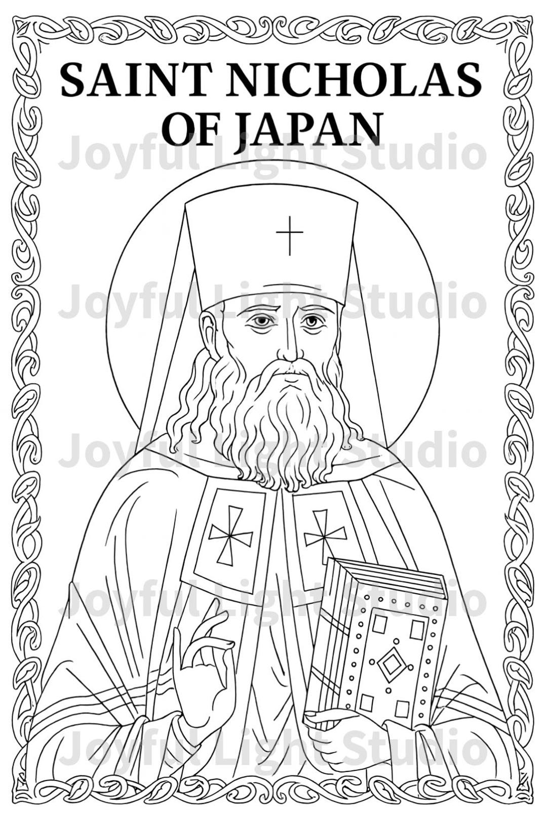 Saint Nicholas of Japan Coloring Page | Orthodox Christian Icon Line ...