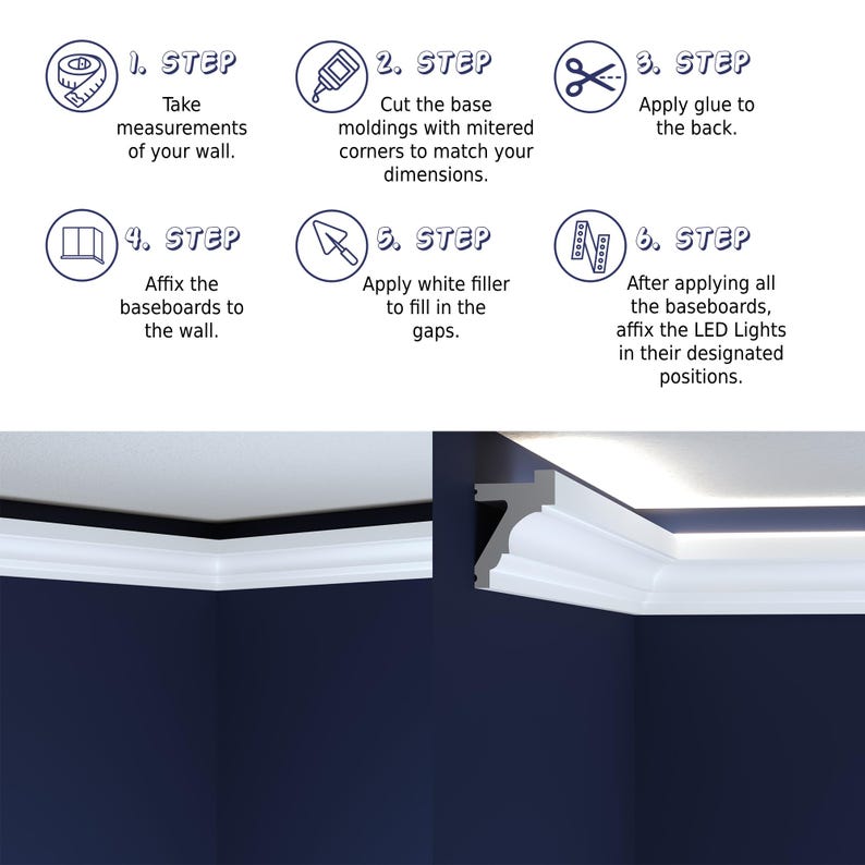 Led Light Crown Molding, Accent Wall Molding, Glow Ceiling Custom ...