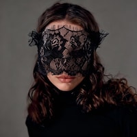 Half Face Veil Mask, Black Lace Eye Mask, See Through Mask, Masquerade ...