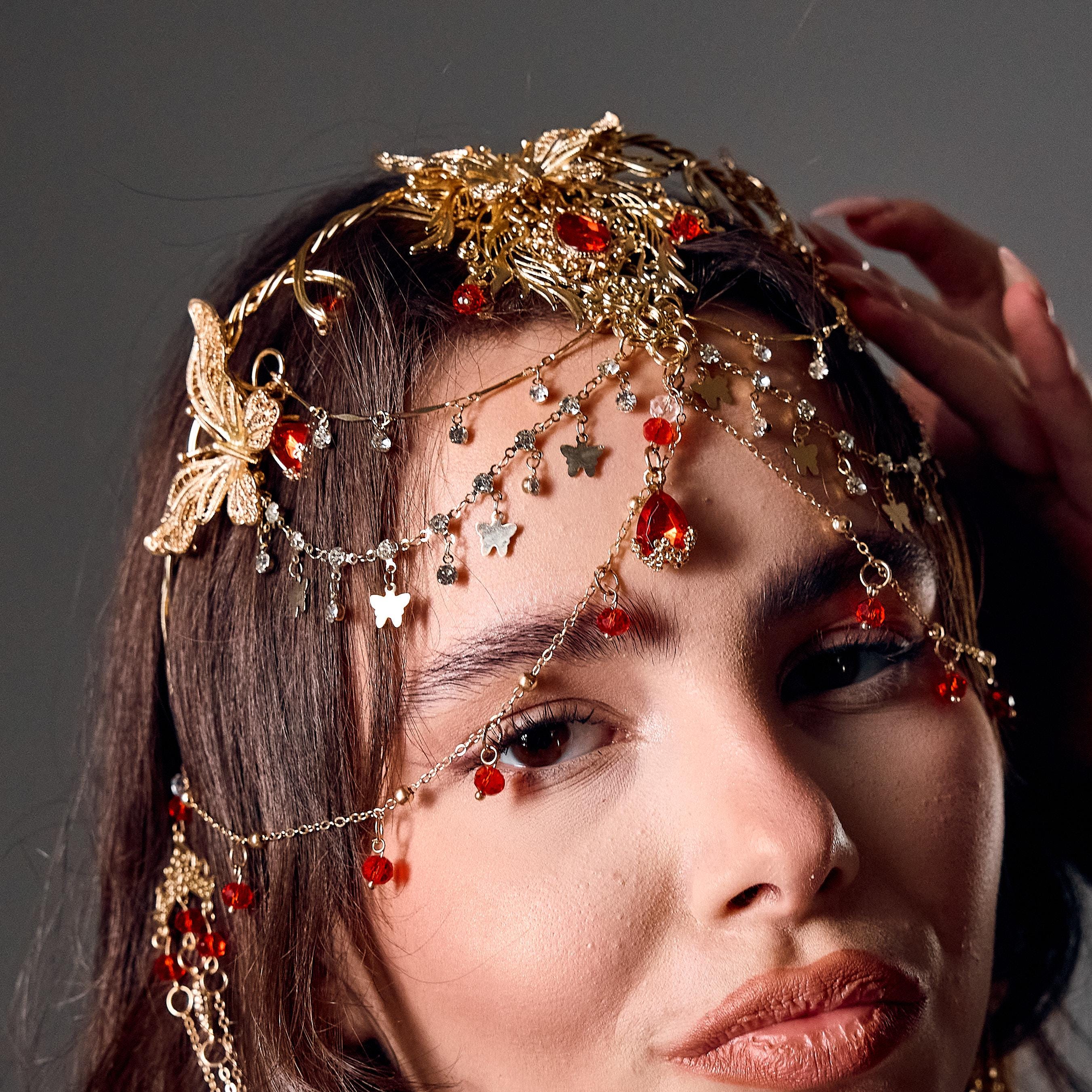 Gold Forehead Piece, Gold Head Chain, Festival Head Chain, Gold Boho ...