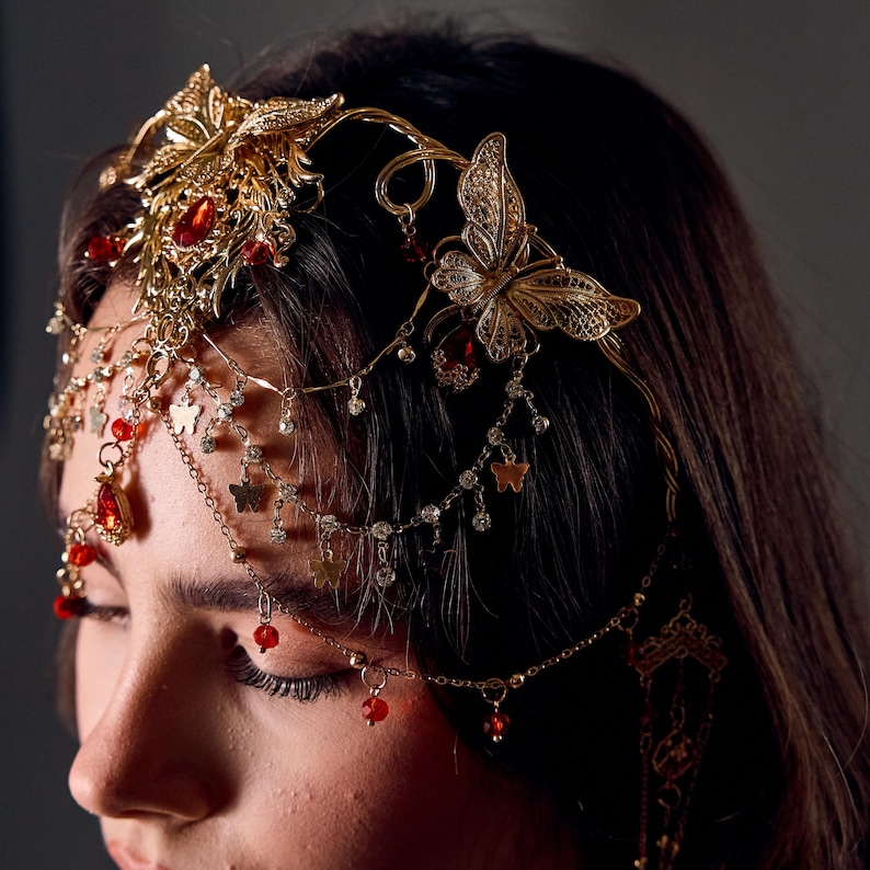 Gold Forehead Piece, Gold Head Chain, Festival Head Chain, Gold Boho ...