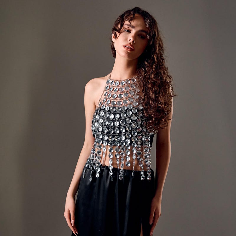 Rhinestone Crop Top - Etsy