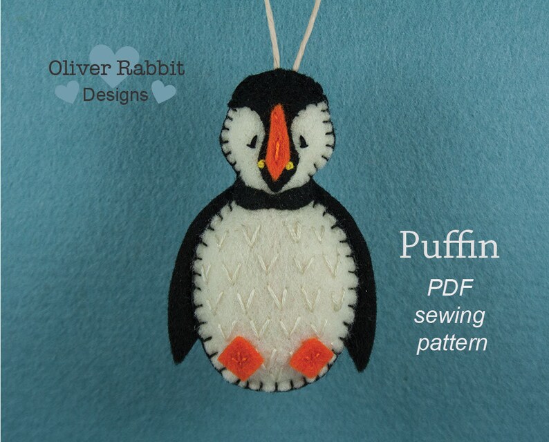 Puffin PATTERN Felt Ornament Pattern Felt Craft Nursery | Etsy