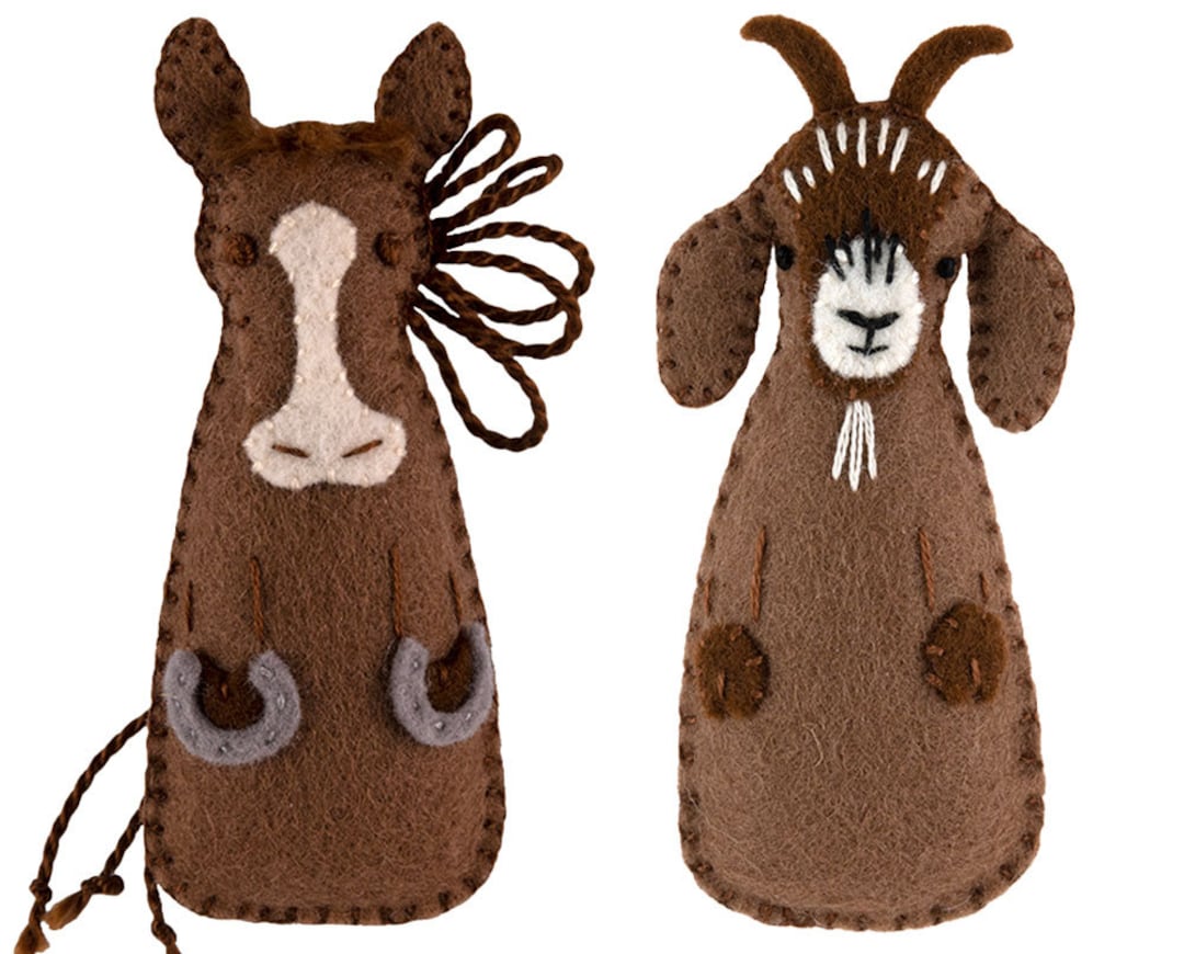 PDF Felt Ornament Pattern Pair, Horse and Goat, Mini Stuffies, Felt ...