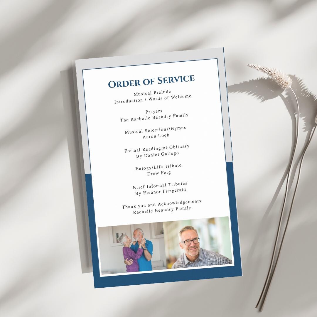 Navy Funeral Program Template, Modern Bifold, Celebration of Life ...