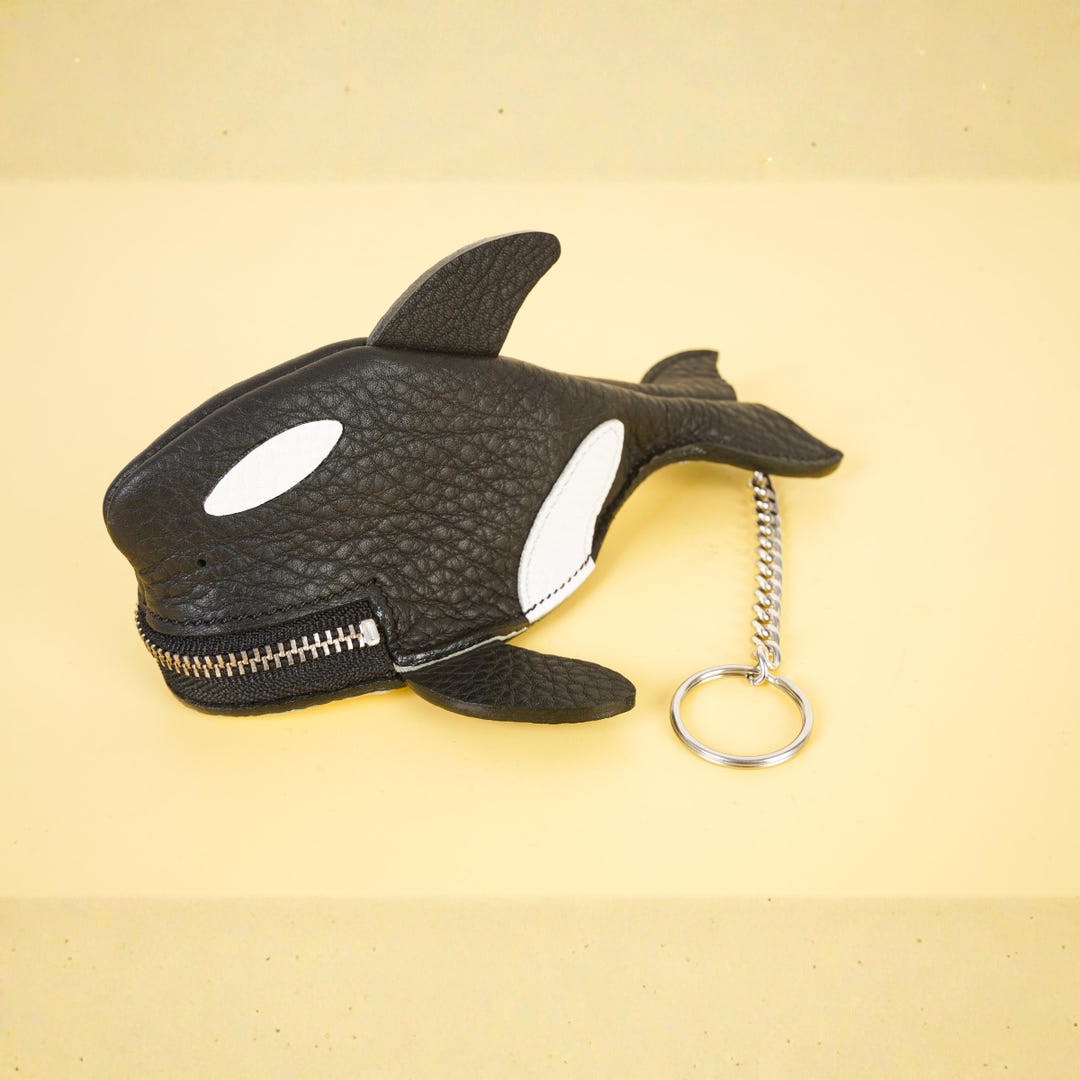 Handmade Leather Orca Coin Purse, Ocean Bag Charm, Whale Gift for Her ...