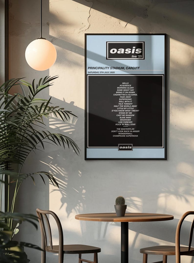 Oasis Live '25 Tour Setlist Poster – Reunion Concert Print, Britpop ...