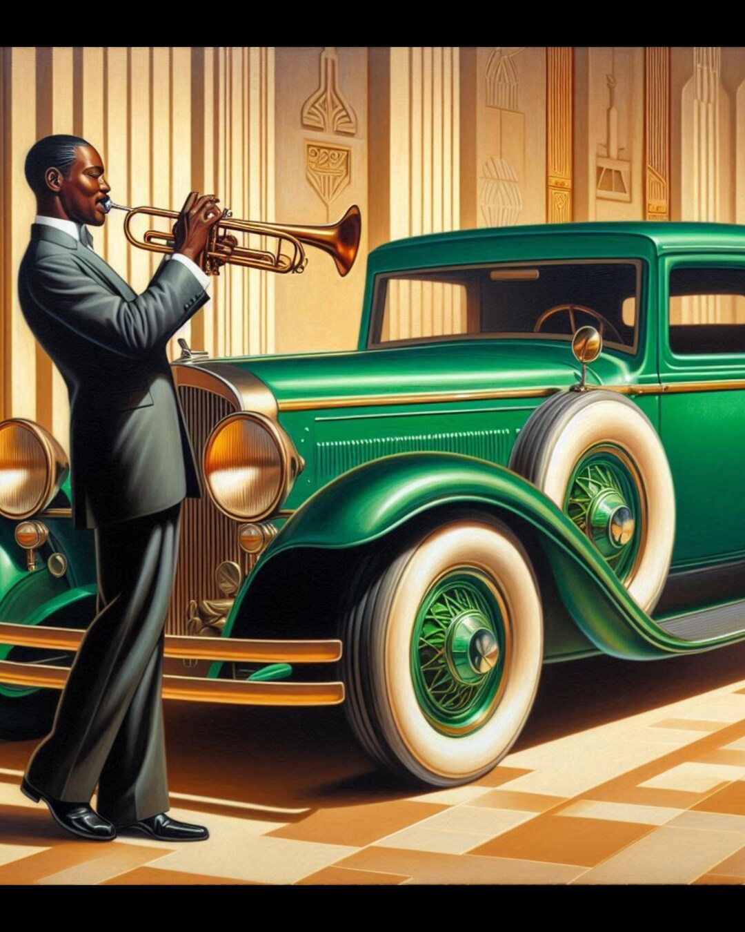 Harlem Renaissance Trumpeter Art Print: Vintage Jazz, Art Deco (digital ...