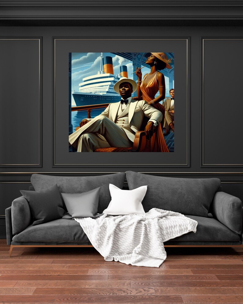 1920s Black Couple Art Deco Print: Harlem Renaissance Cruise (digital ...
