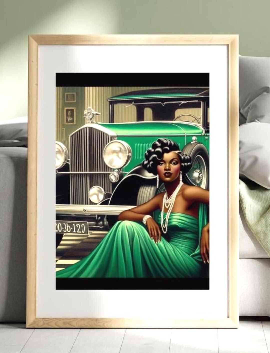 Elegant in Green Harlem Renaissance Art Deco Glamour Print: Emerald ...