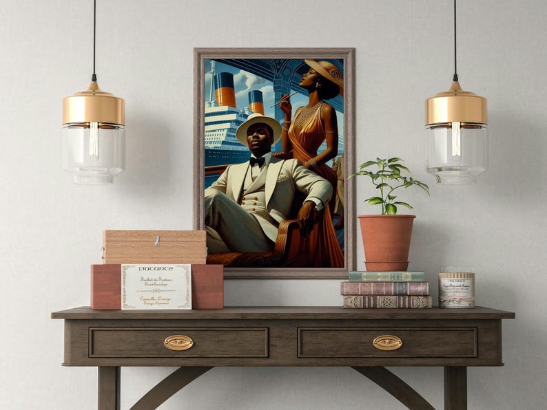 1920s Black Couple Art Deco Print: Harlem Renaissance Cruise (digital ...