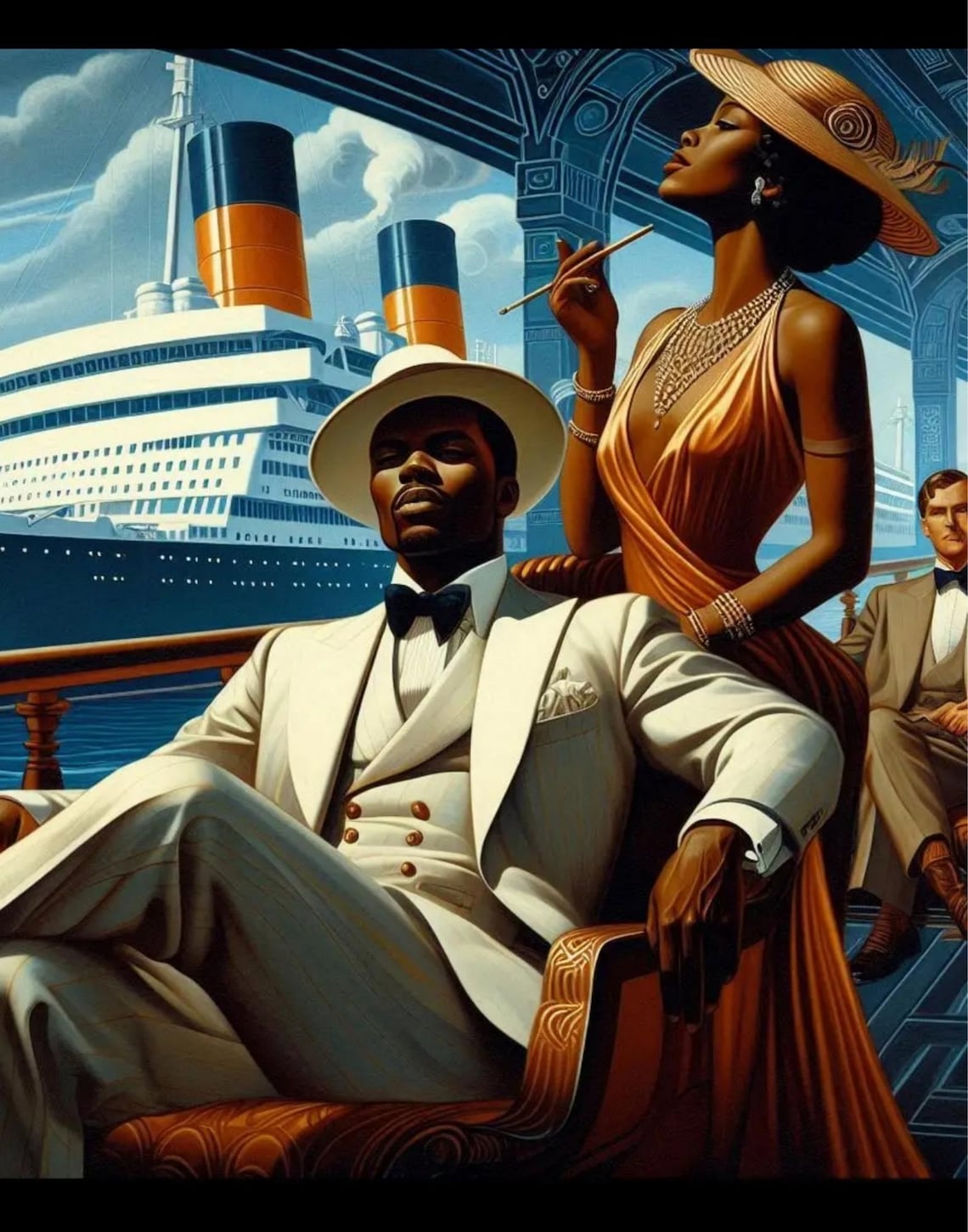 1920s Black Couple Art Deco Print: Harlem Renaissance Cruise (digital ...