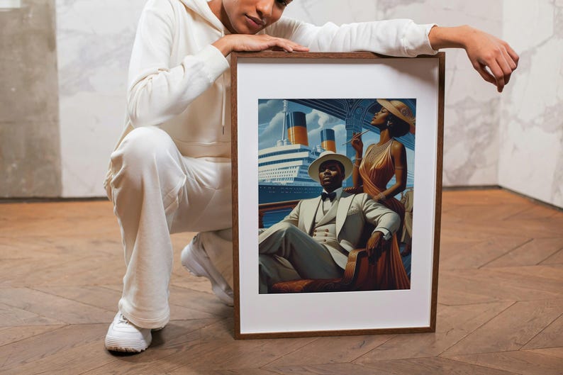 1920s Black Couple Art Deco Print: Harlem Renaissance Cruise (digital ...