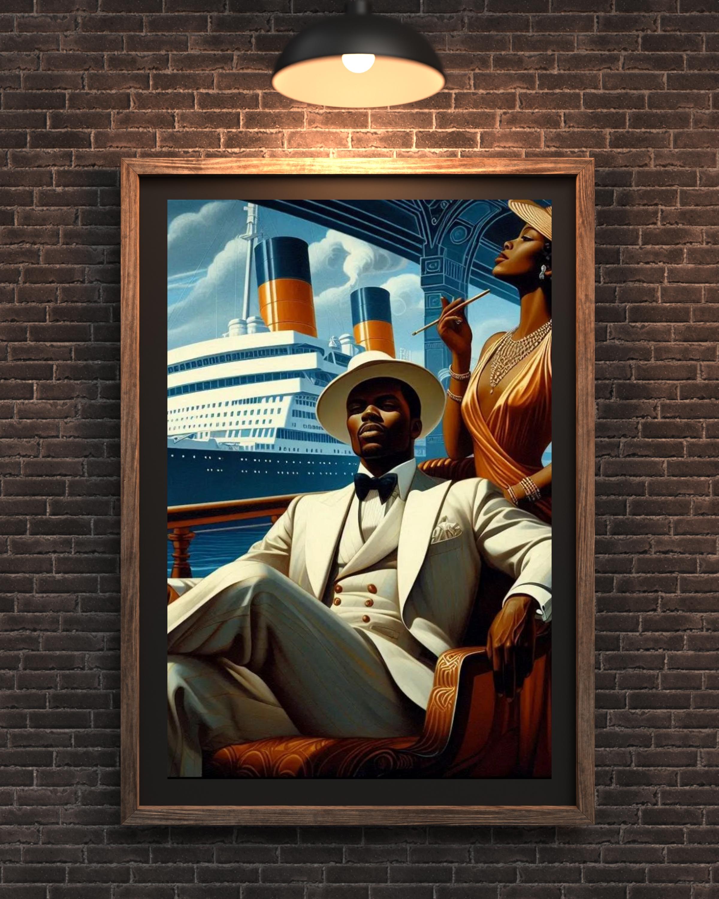 1920s Black Couple Art Deco Print: Harlem Renaissance Cruise (digital ...