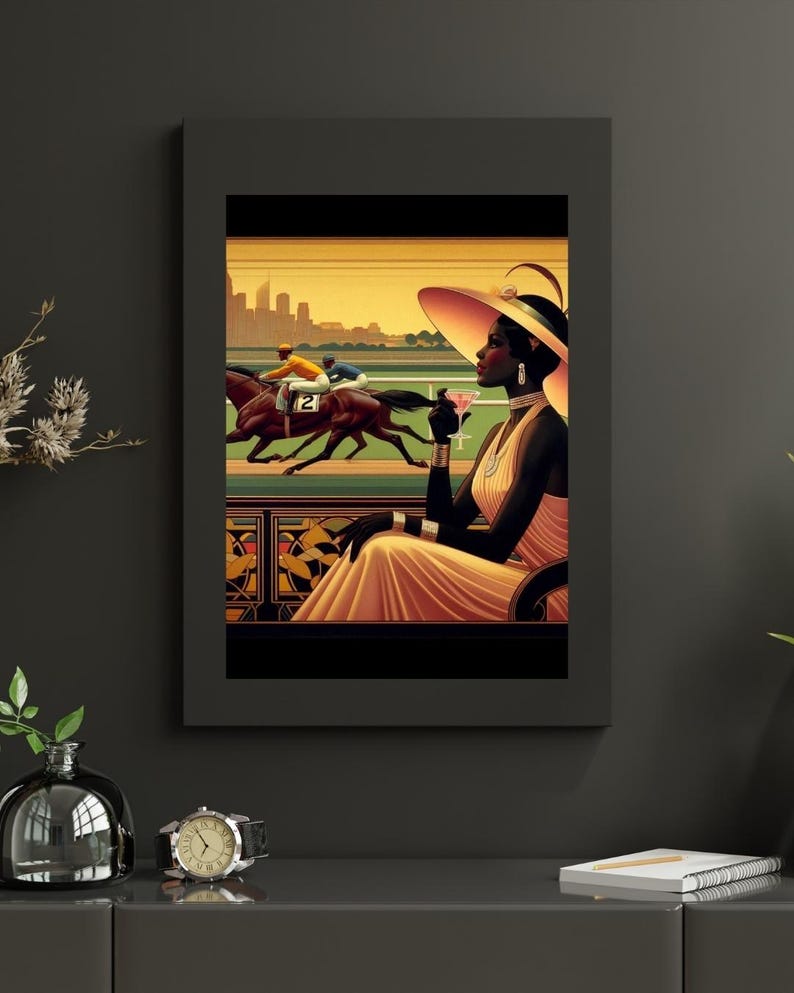 Harlem Renaissance Art Deco Black Woman Print: Selma at the Races ...