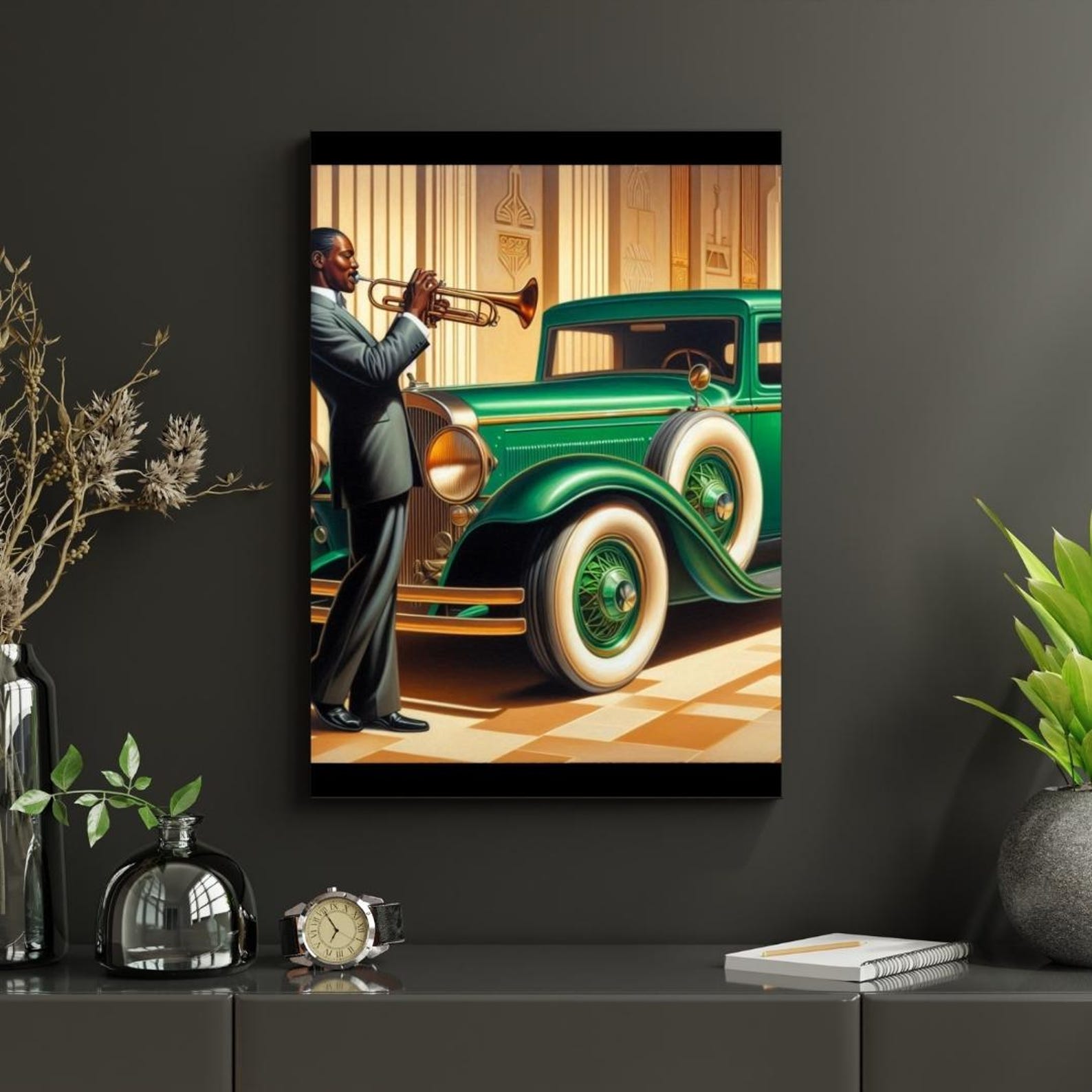 Harlem Renaissance Trumpeter Art Print: Vintage Jazz, Art Deco (digital ...