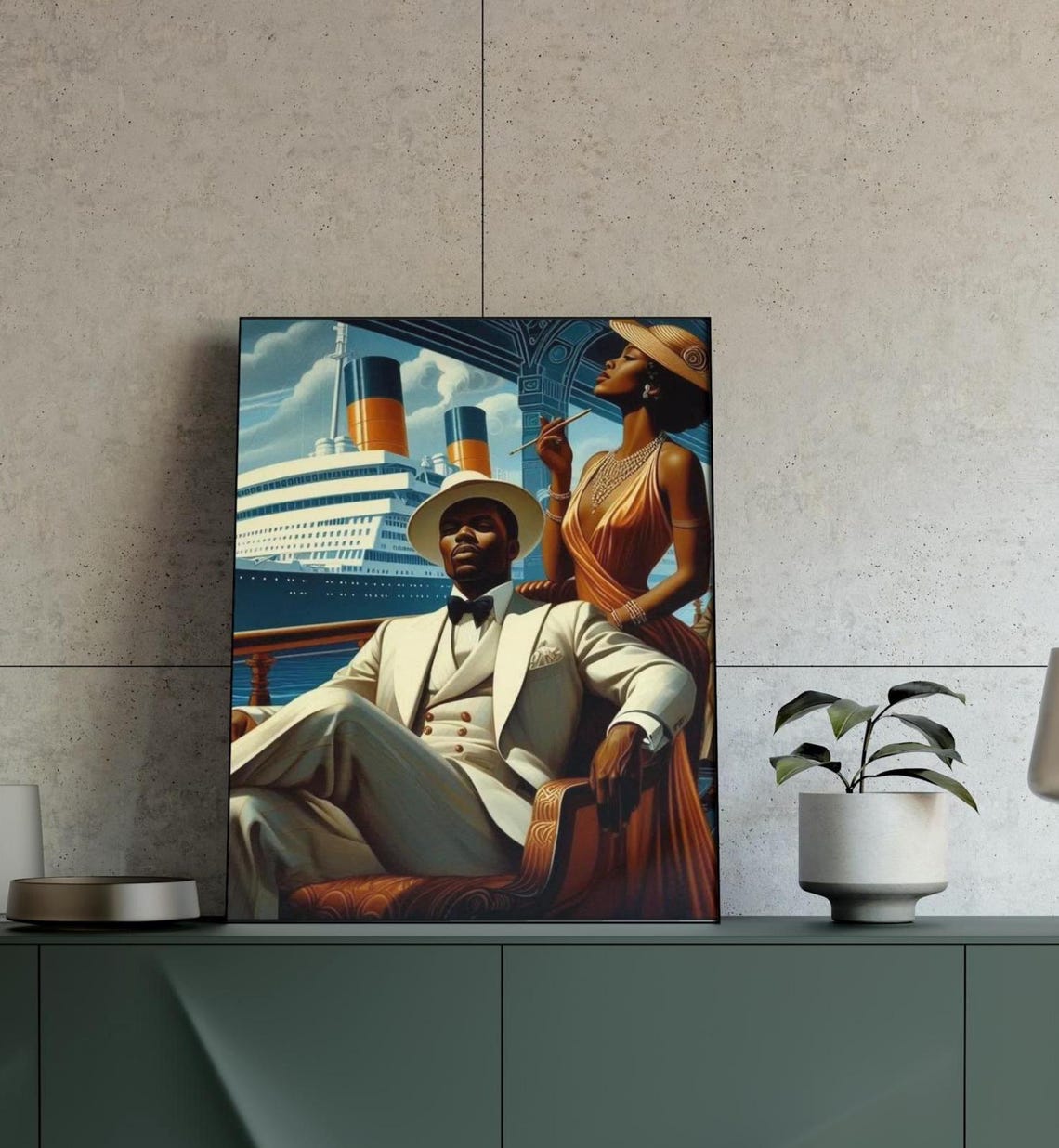 1920s Black Couple Art Deco Print: Harlem Renaissance Cruise (digital ...