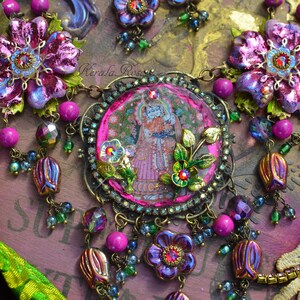 Metallic Fuchsia Pink Krishna and Radha Statement Necklace, Ornate ...