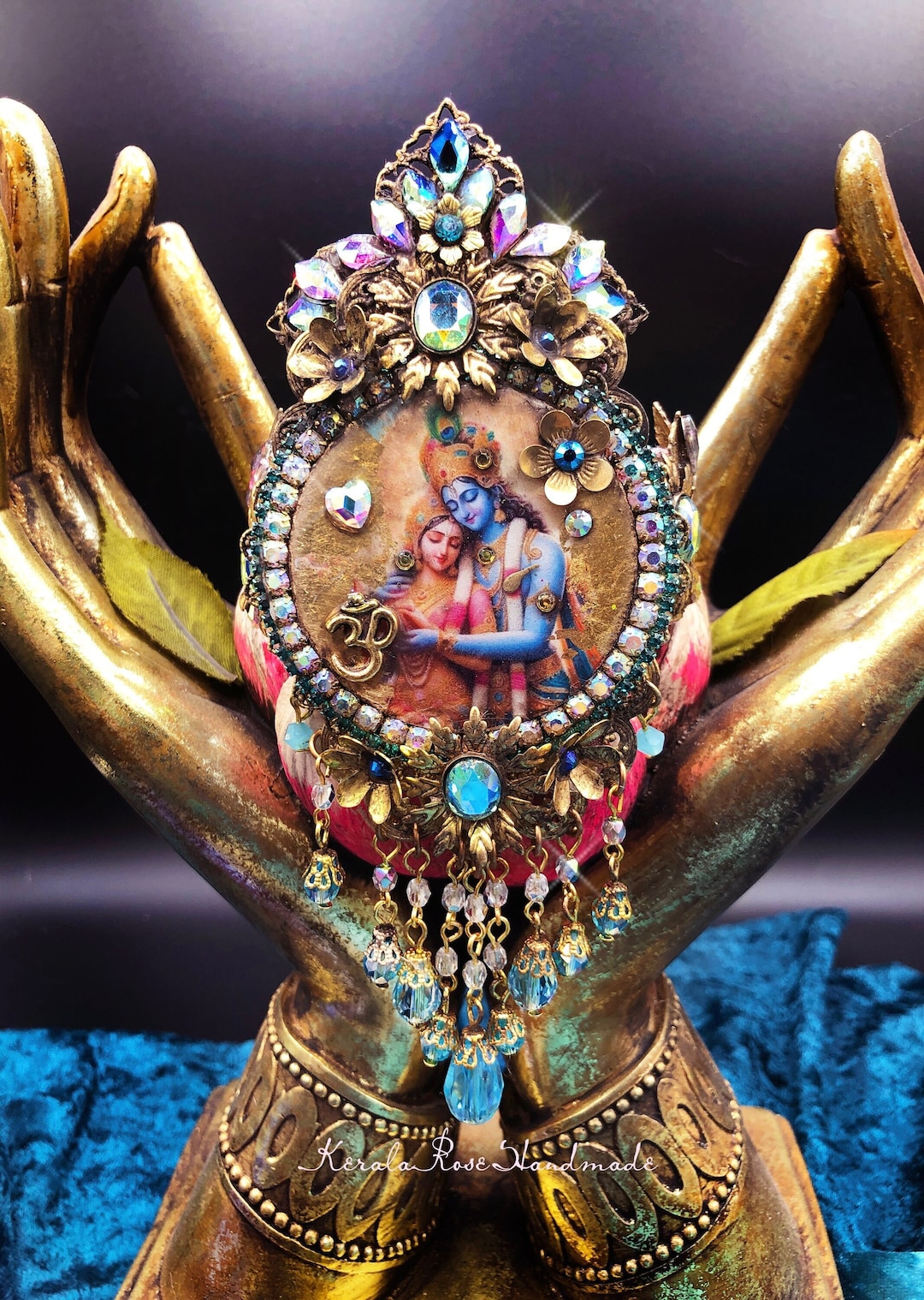 Krishna & Radha Hindu Cuff Bracelet, Spiritual East Indian Jewelry ...