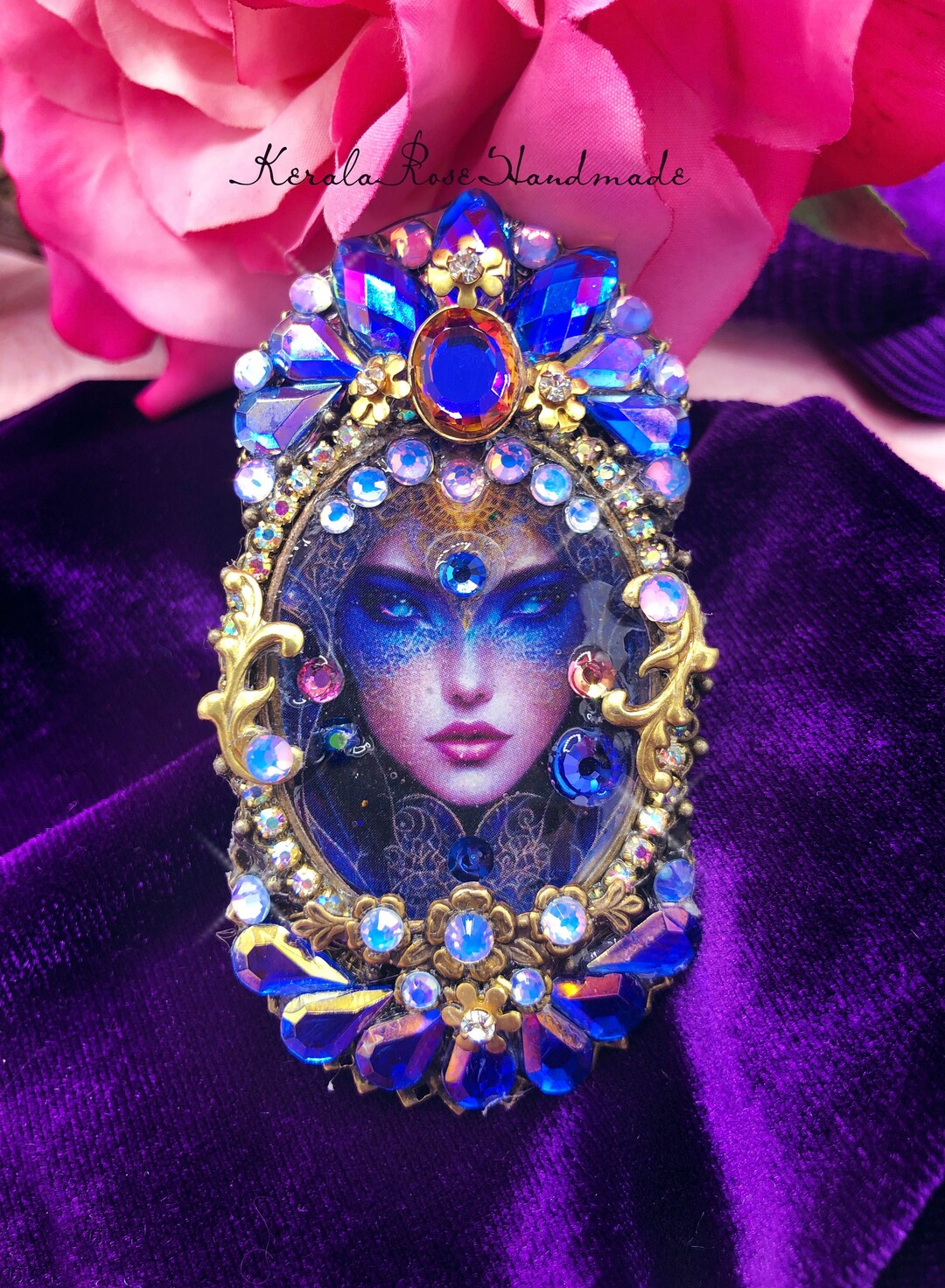 Andromedan Alien Woman Statement Ring, Blue Exotic Female Ornate ...