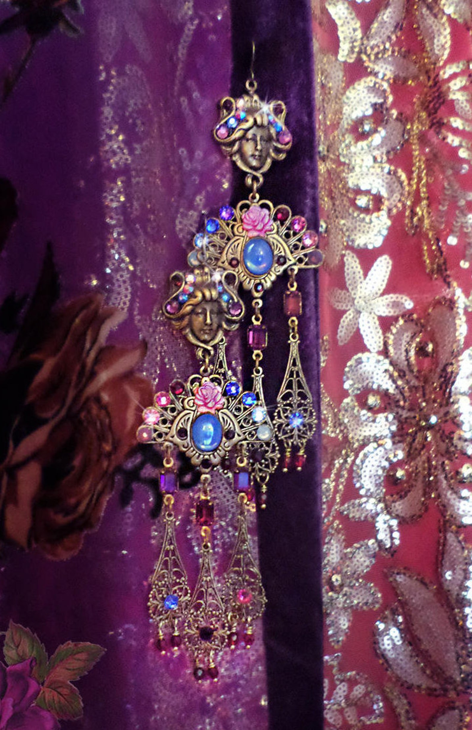 Colorful Art Nouveau Gypsy Goddess Filigree Chandelier - Etsy