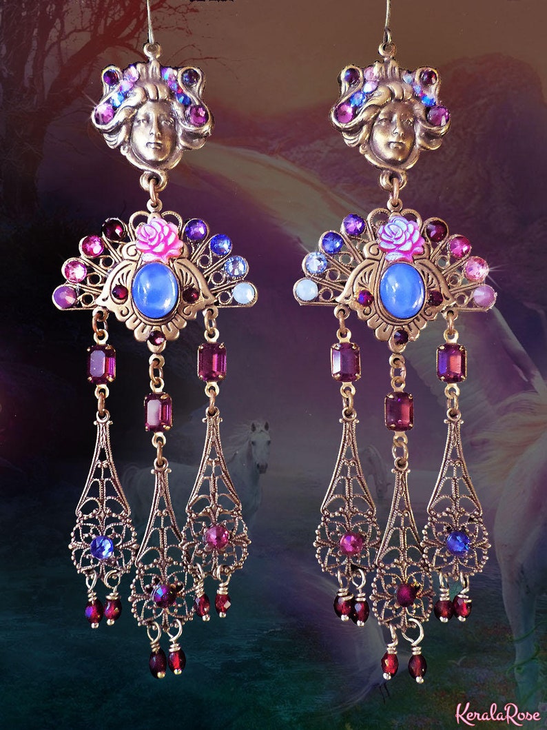 Colorful Art Nouveau Gypsy Goddess Filigree Chandelier - Etsy