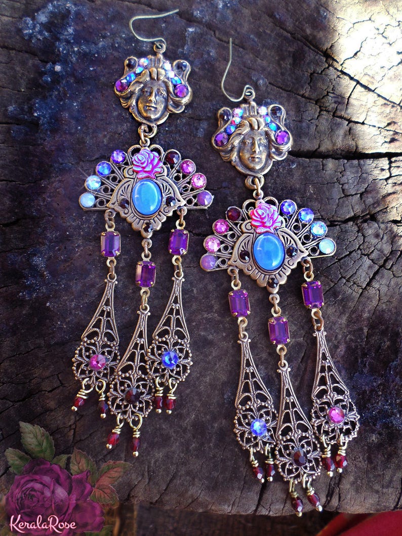 Colorful Art Nouveau Gypsy Goddess Filigree Chandelier - Etsy