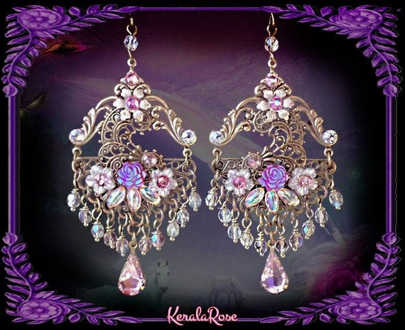 Small Delicate Victorian Gypsy Rose Filigree Paisley | Etsy