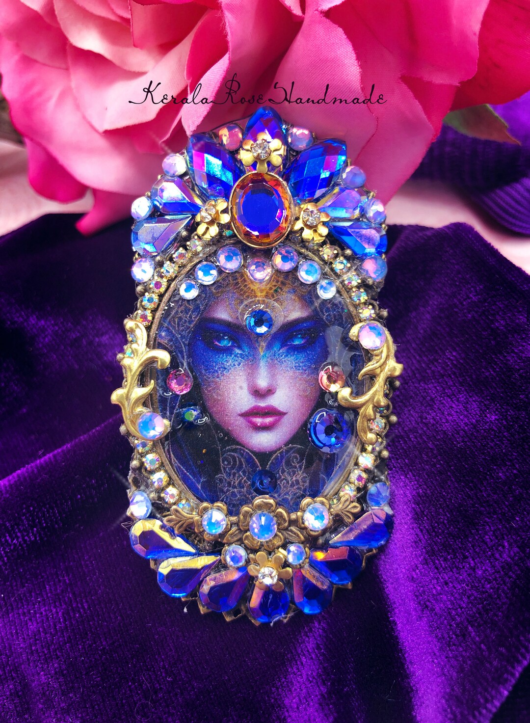 Andromedan Alien Woman Statement Ring, Bright Blue Large Exotic Female ...