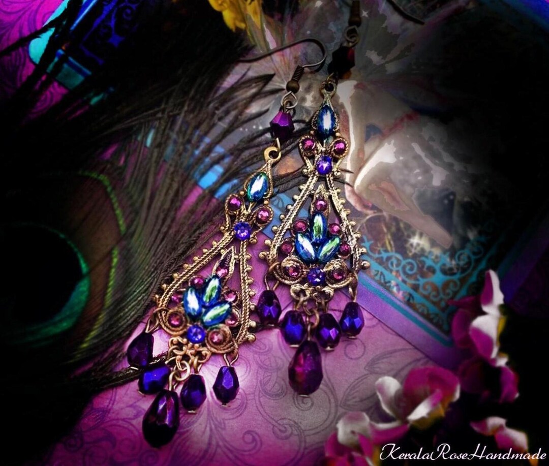 Mystical Crystal Teardrop Chandelier Earrings, Boho Fantasy Jewelry ...