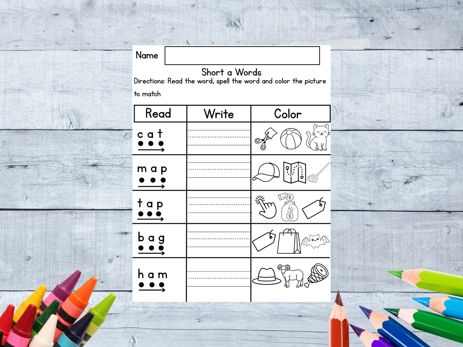 CVC Reading Worksheets Short Vowel Word Practice Kindergarten Phonics ...