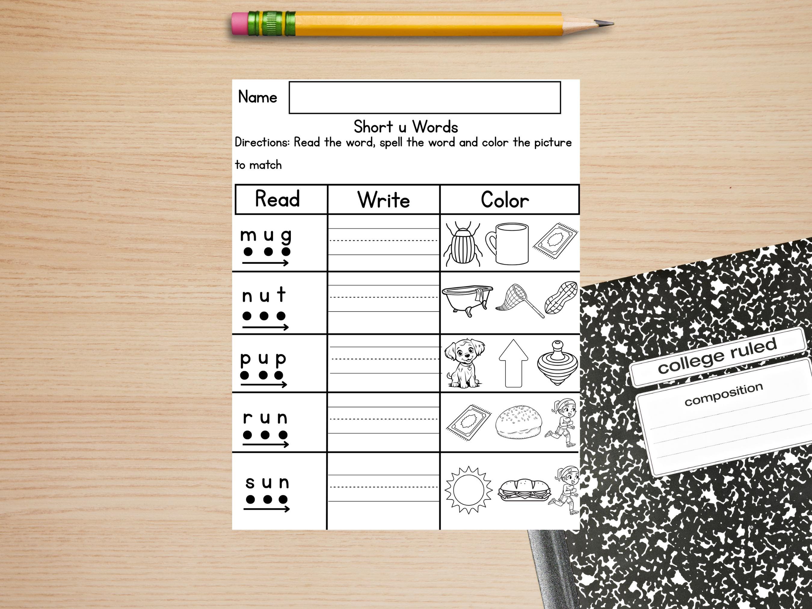 CVC Reading Worksheets Short Vowel Word Practice Kindergarten Phonics ...