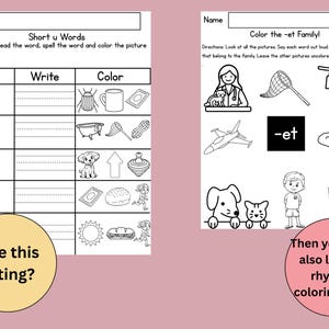 CVC Reading Worksheets Short Vowel Word Practice Kindergarten Phonics ...