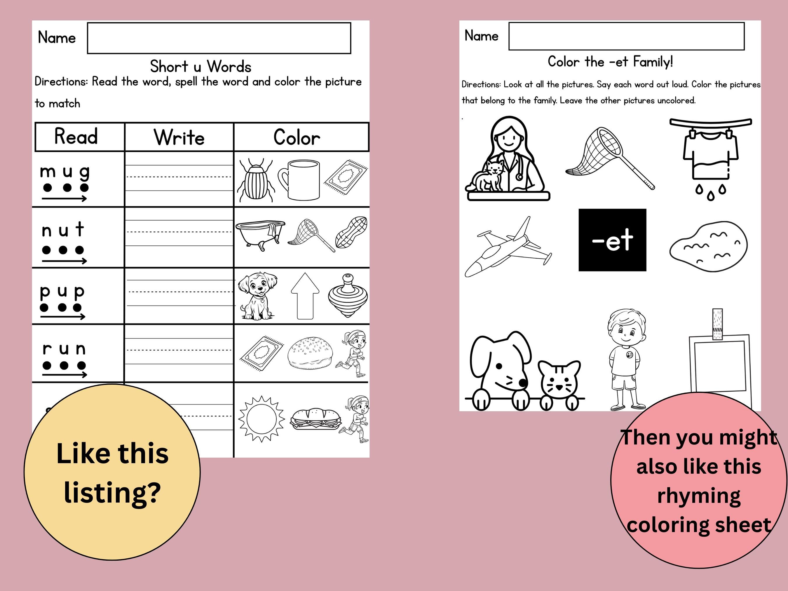 CVC Reading Worksheets Short Vowel Word Practice Kindergarten Phonics ...