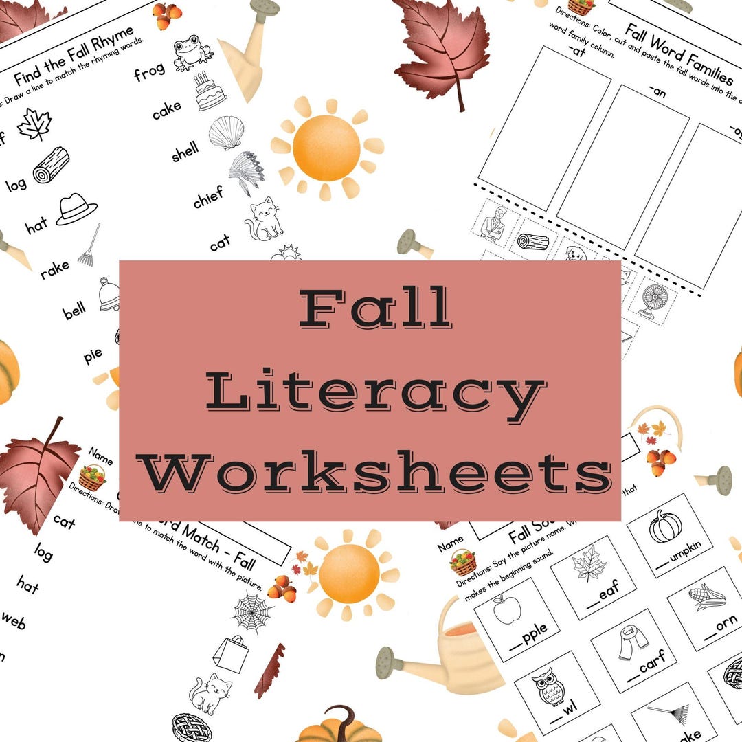 Fall Printable Worksheets ELA Activities for Kindergarten & 1st Grade ...