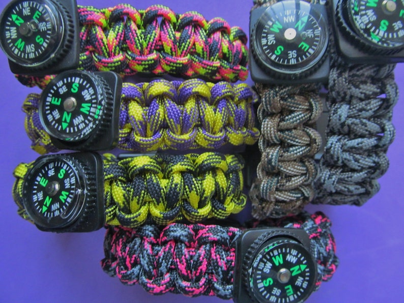 Compass Paracord Bracelet. Bracelet with compass and whistle | Etsy