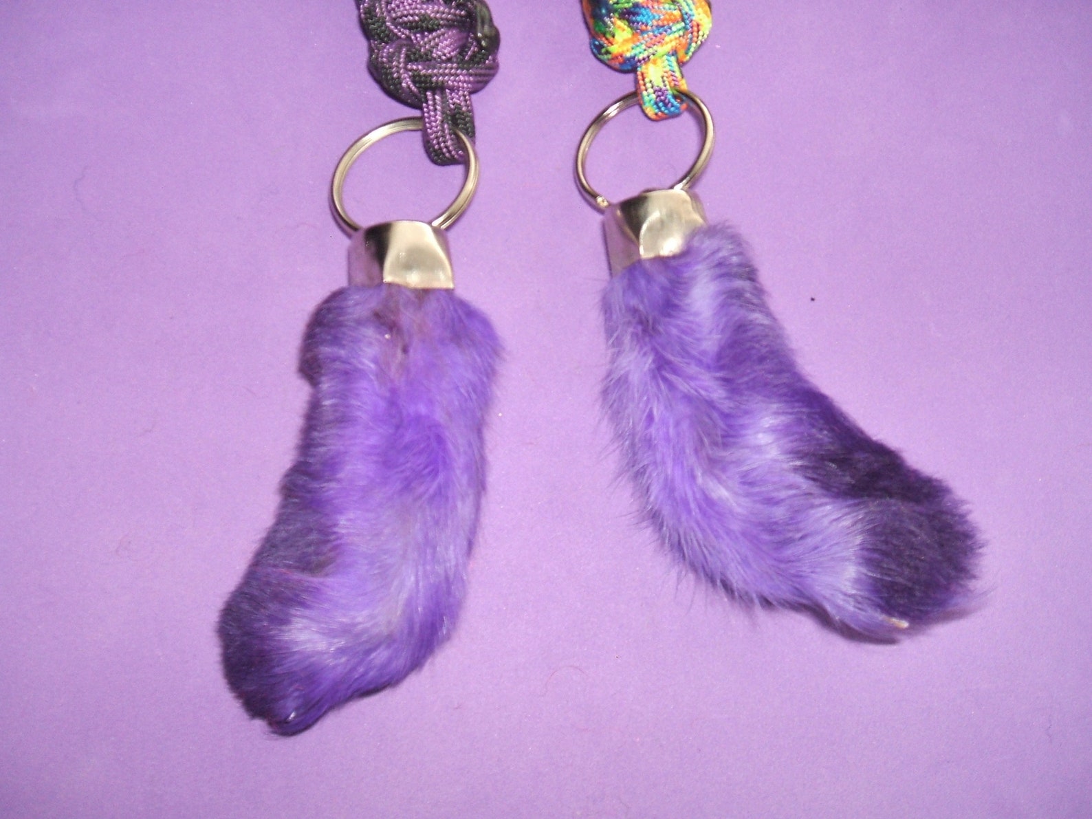 Purple Rabbit Foot Key Ring. Lucky rabbit foot key chain. | Etsy