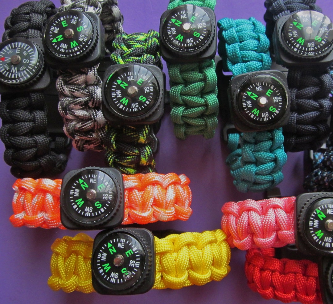 Compass Paracord Bracelet. Bracelet With Compass and Whistle Buckle ...
